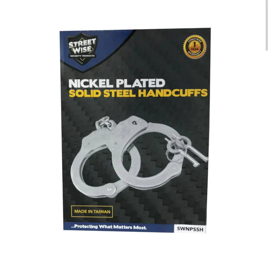 Nickel Plates Solid steel handcuffs -Street Wise security product