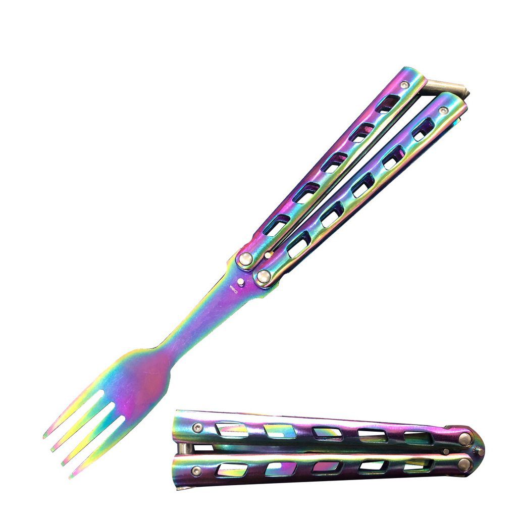 5″ Butterfly Fork Steel Iridescent Vented Handle | TheBladeBros.com