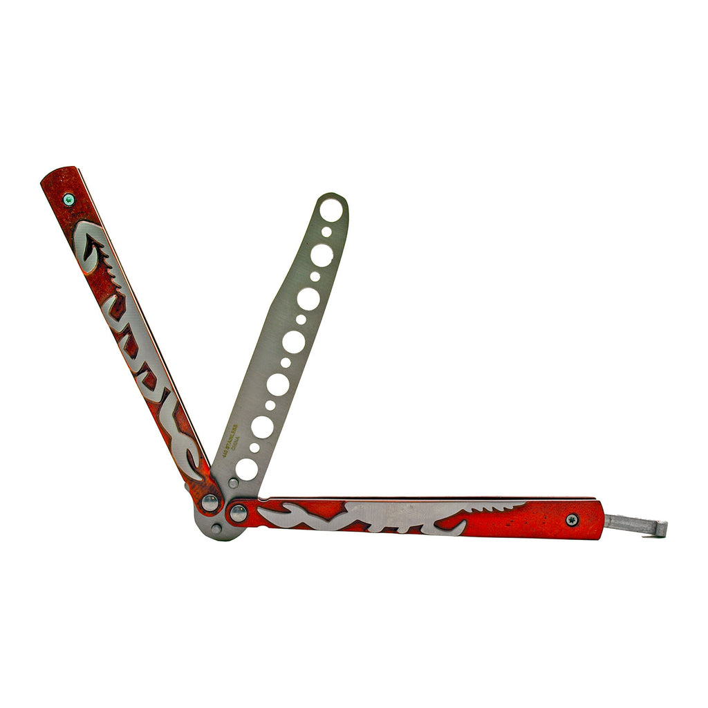 Blood Red Non-Sharpened Stainless Steel Practice Butterfly Balisong