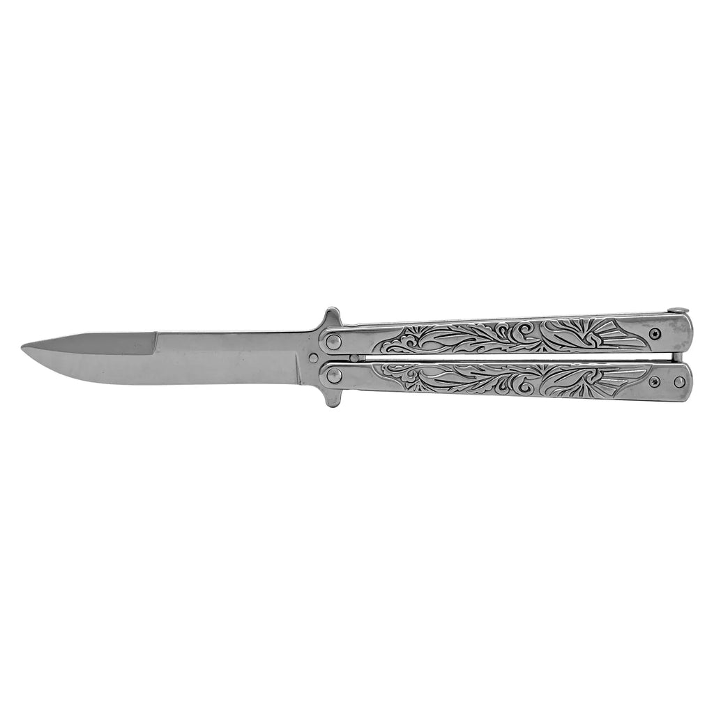 Chrome Stainless Steel Butterfly Pocket Knife | TheBladeBros.com